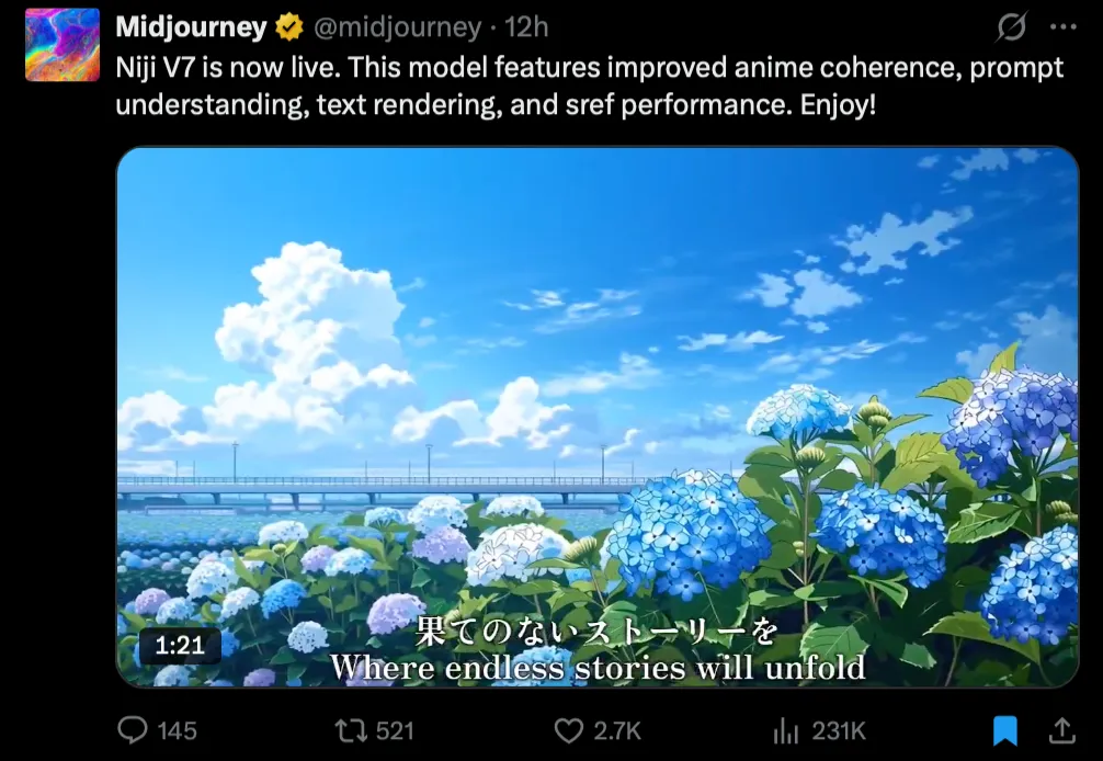 Midjourney Niji 7 Is Out. Its Aesthetic Lead Still Holds. | Black Cat Notes